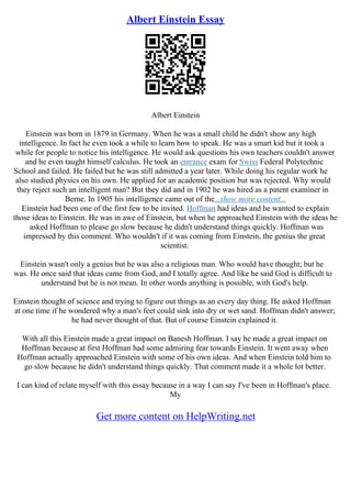 Albert Einstein Essay | PDF