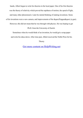 Albert Einstein Essay | PDF