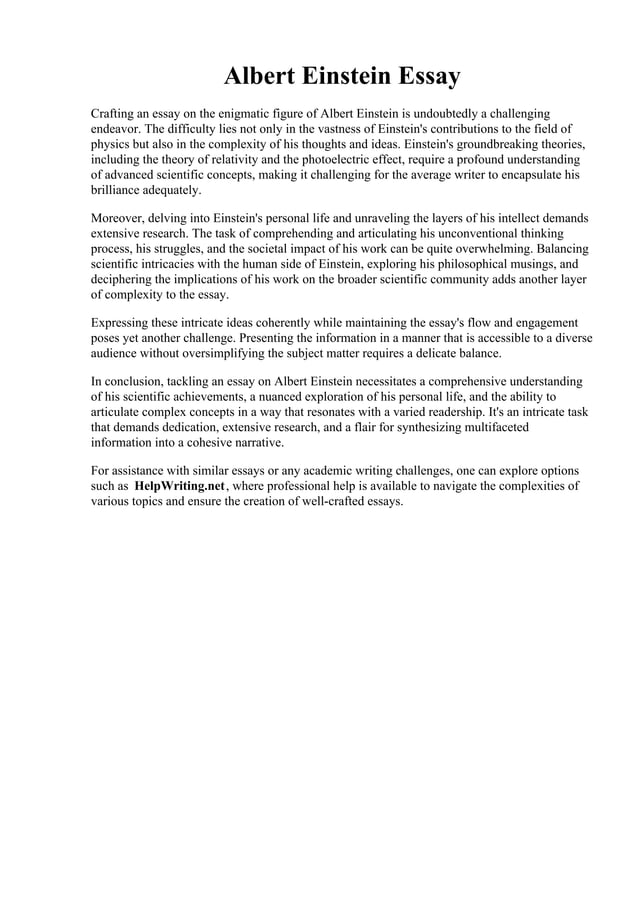 Albert Einstein Essay. Albert Einsteins biography - Free Essay Example ...