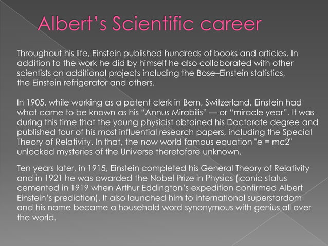 Albert Einstein School Project | PPTX | Physics | Science