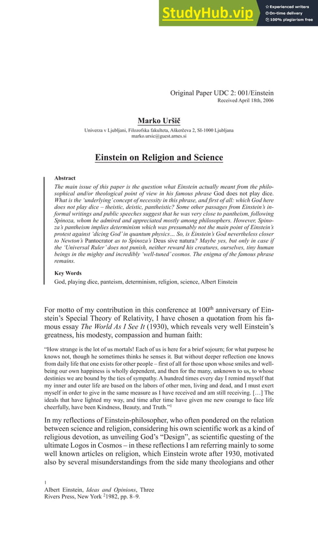 Albert Einstein Science Et Religion | PDF