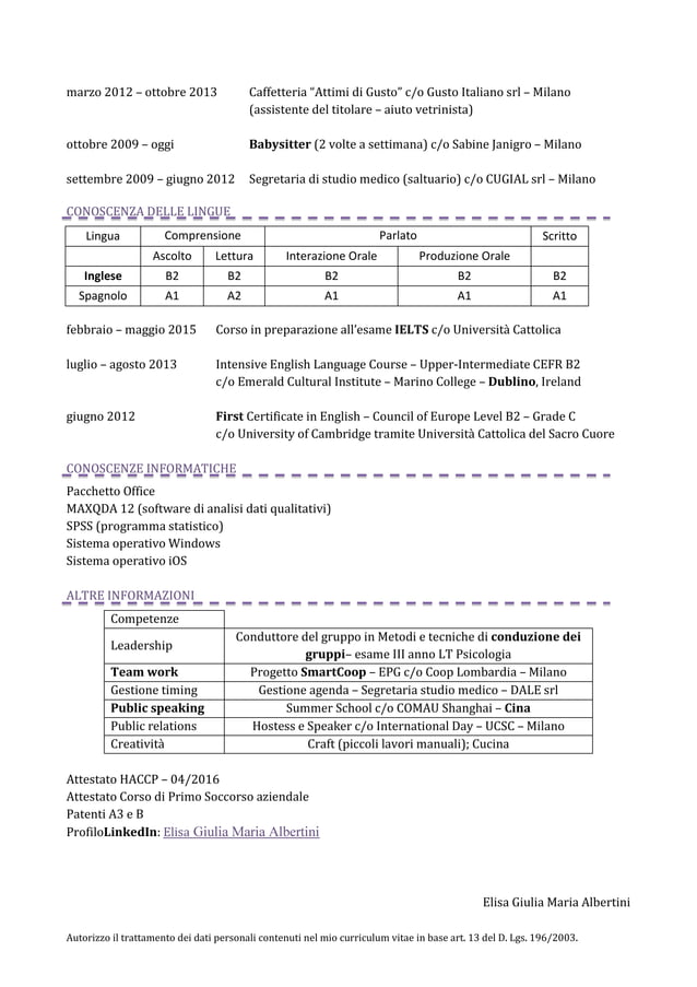 Albertini Elisa GM_CV_05-2016 | PDF | Education