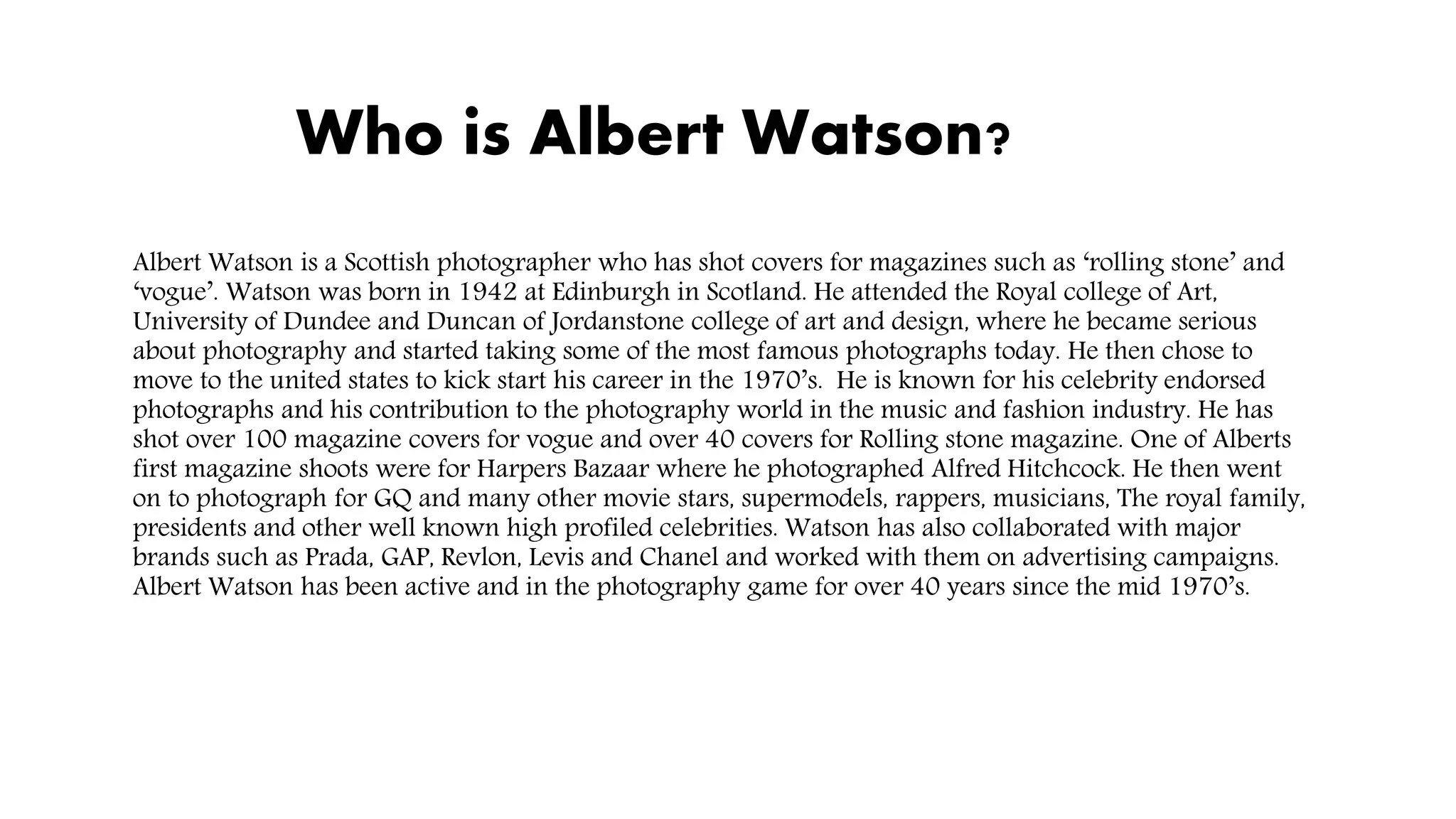 Albert watson | PPT