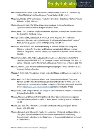 Albinism In The Social Sciences And Humanities A Bibliography | PDF