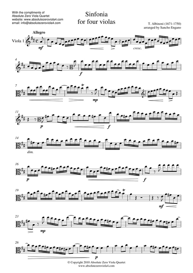 Albinoni sinfonia 4_violas | PDF