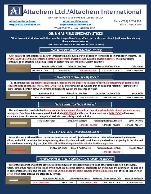 Specialty Chemical Sticks | PDF