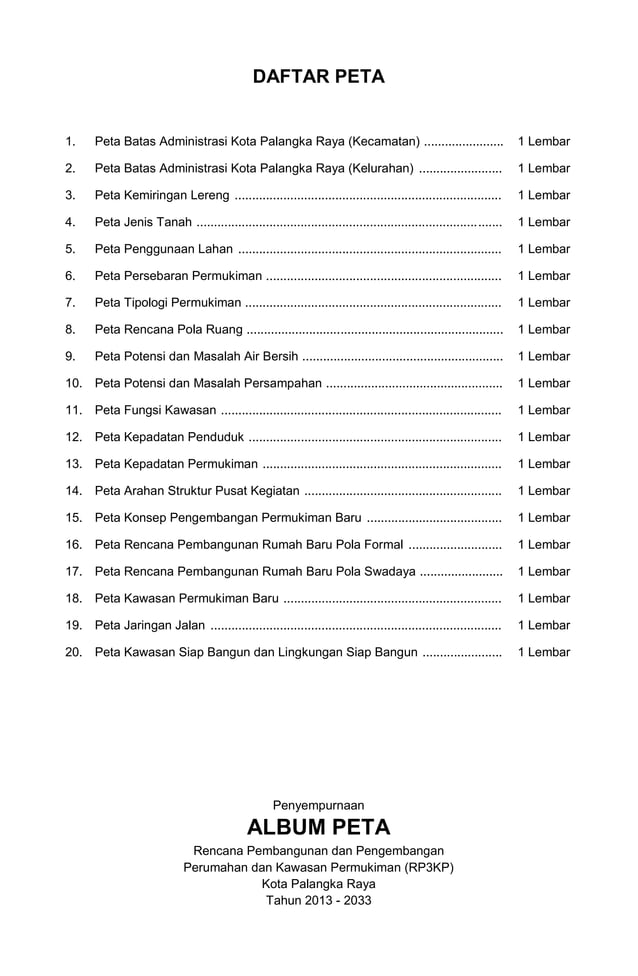 ALBUM PETA Rencana Pembangunan dan Pengembangan Perumahan dan Kawasan ...