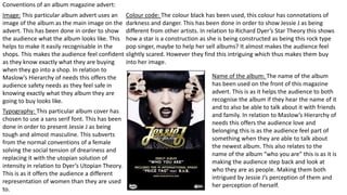 Album advert analysis | PPTX | Style & Fashion