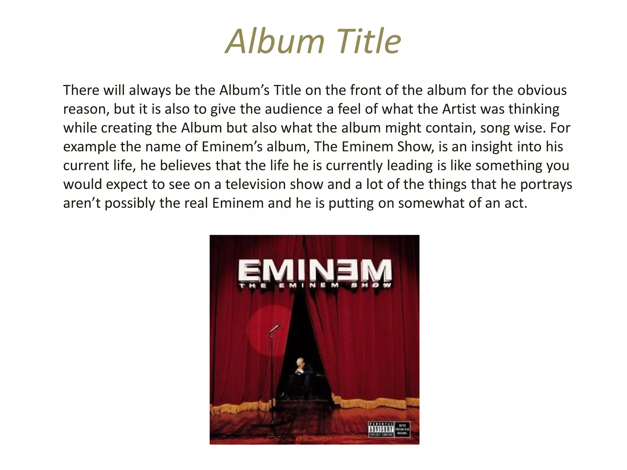Album cover’s codes and conventions | PDF