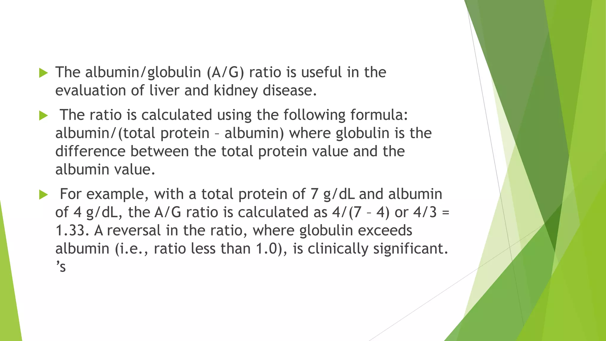 Albumin and albumin & globin ratio | PPTX