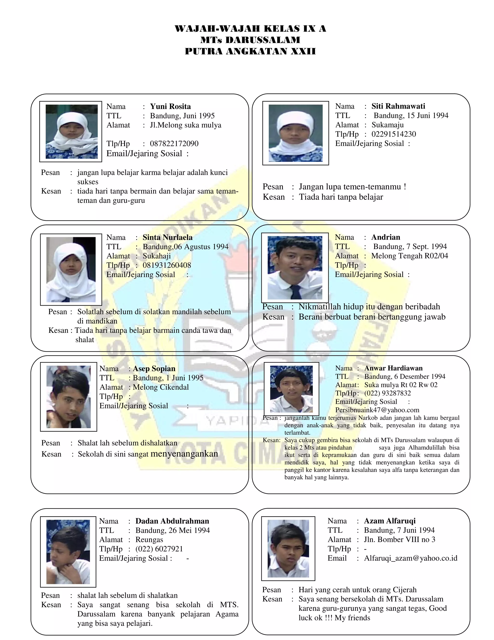 ALBUM KENANGAN SISWA 9 0911 XXII | PDF