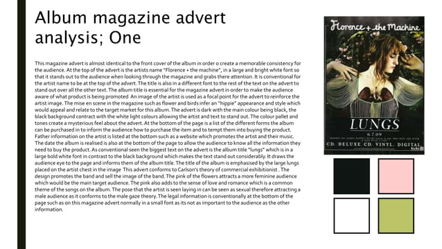 Album magazine advert analysis 1 | PPTX