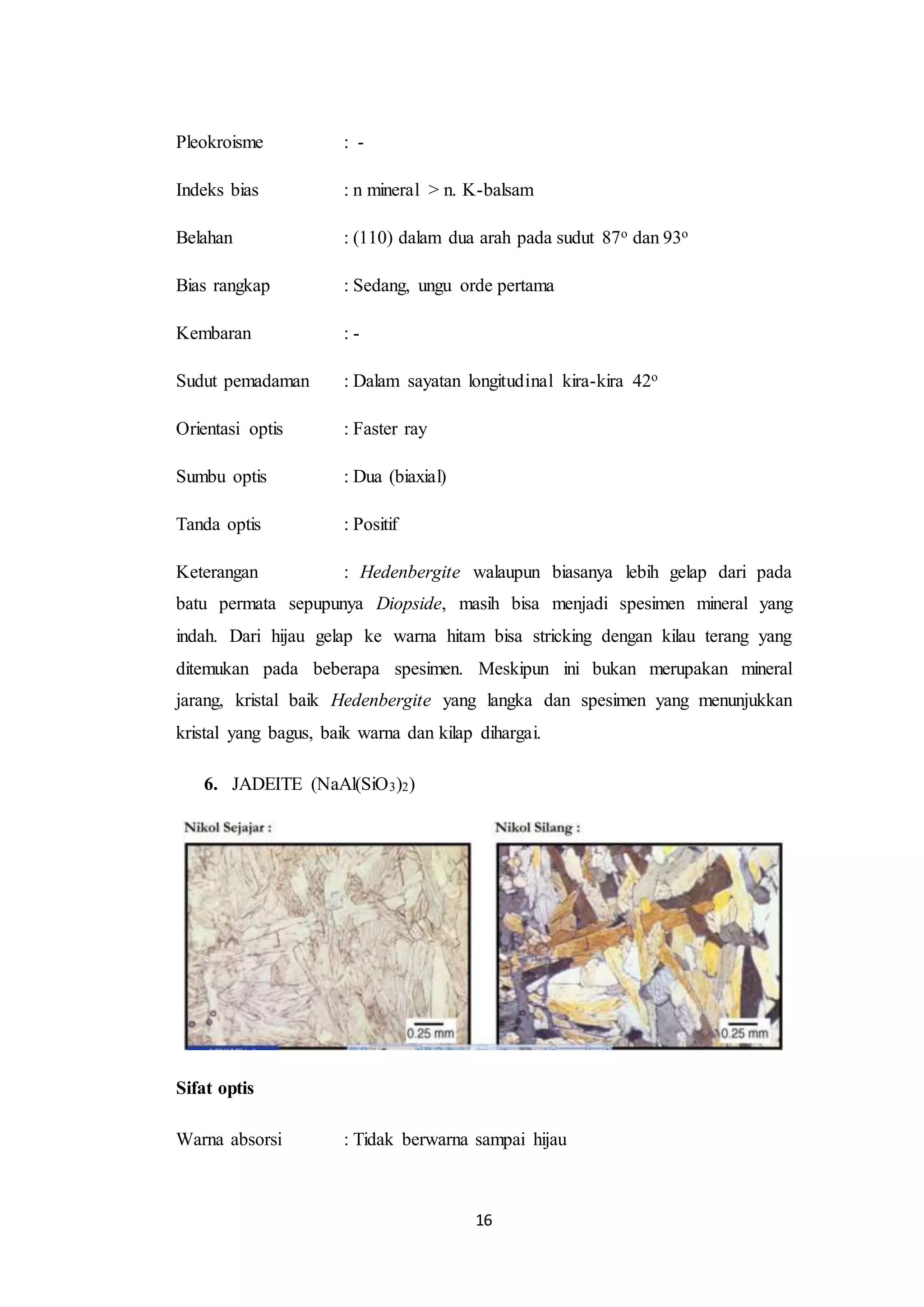 Album mineral praktikum mineral optik teknik geologi | DOCX