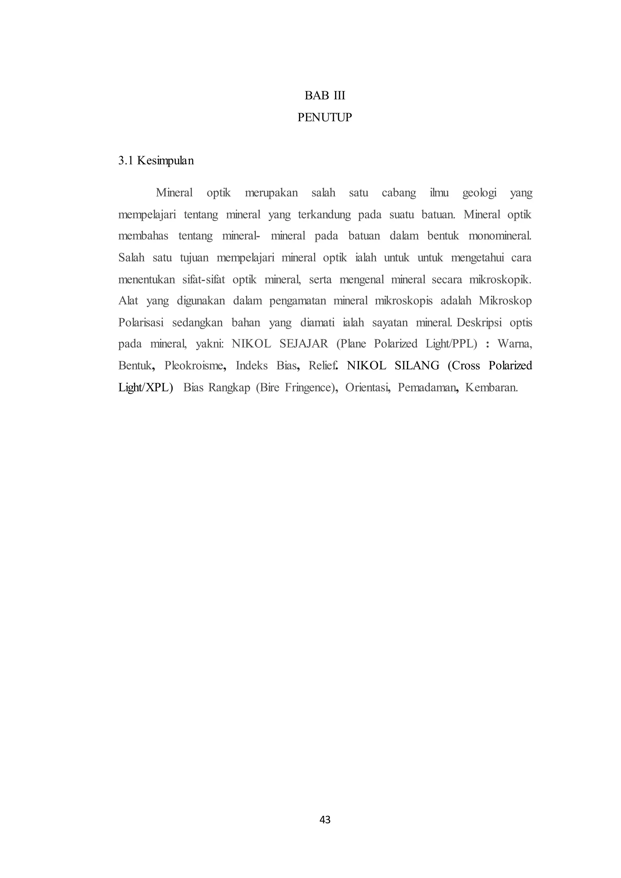 Album mineral praktikum mineral optik teknik geologi | DOCX