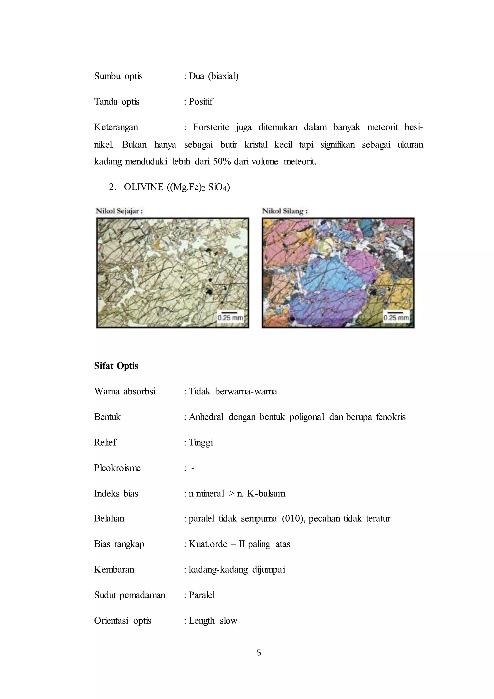 Album mineral praktikum mineral optik teknik geologi | DOCX
