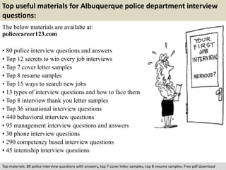 Albuquerque police department interview questions | PPTX