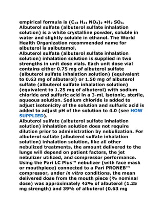 Albuterol sulfate | DOCX | Lung and Respiratory Health | Diseases and ...