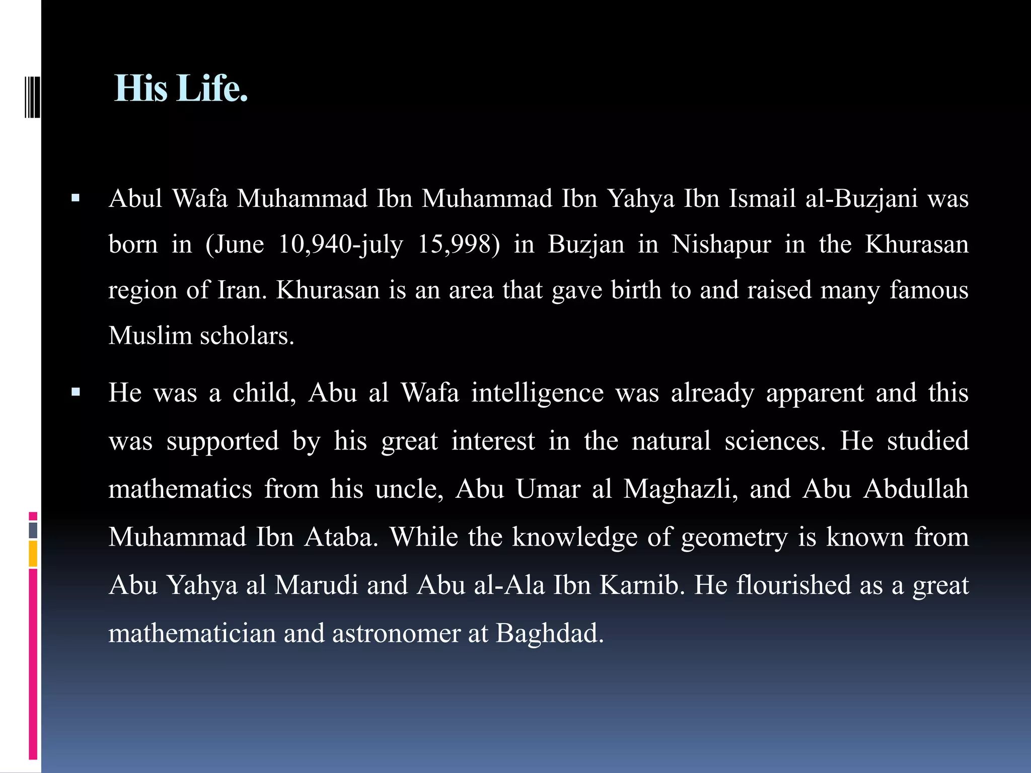 Abul Wafa Al Buzjani. | PPTX | Islam | Religion & Spirituality