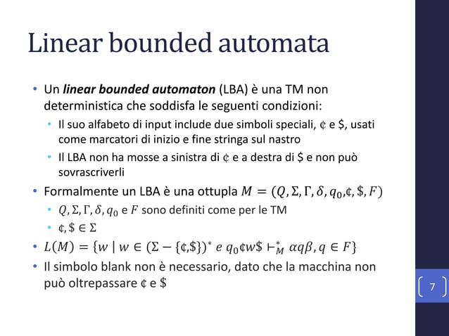 Linguaggi Context-Sensitive e Linear Bounded Automata | PDF | Programming Languages | Computing