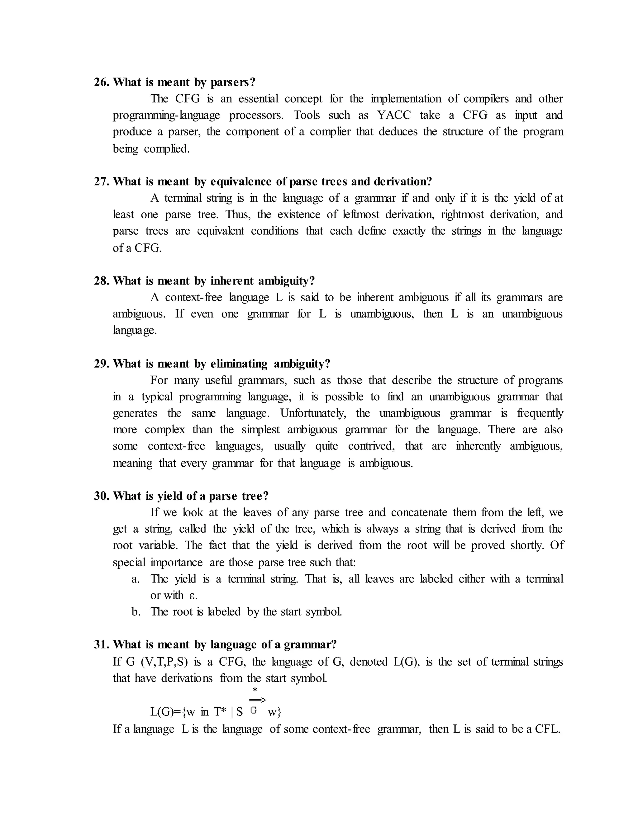 AUTOMATA THEORY - SHORT NOTES | DOC