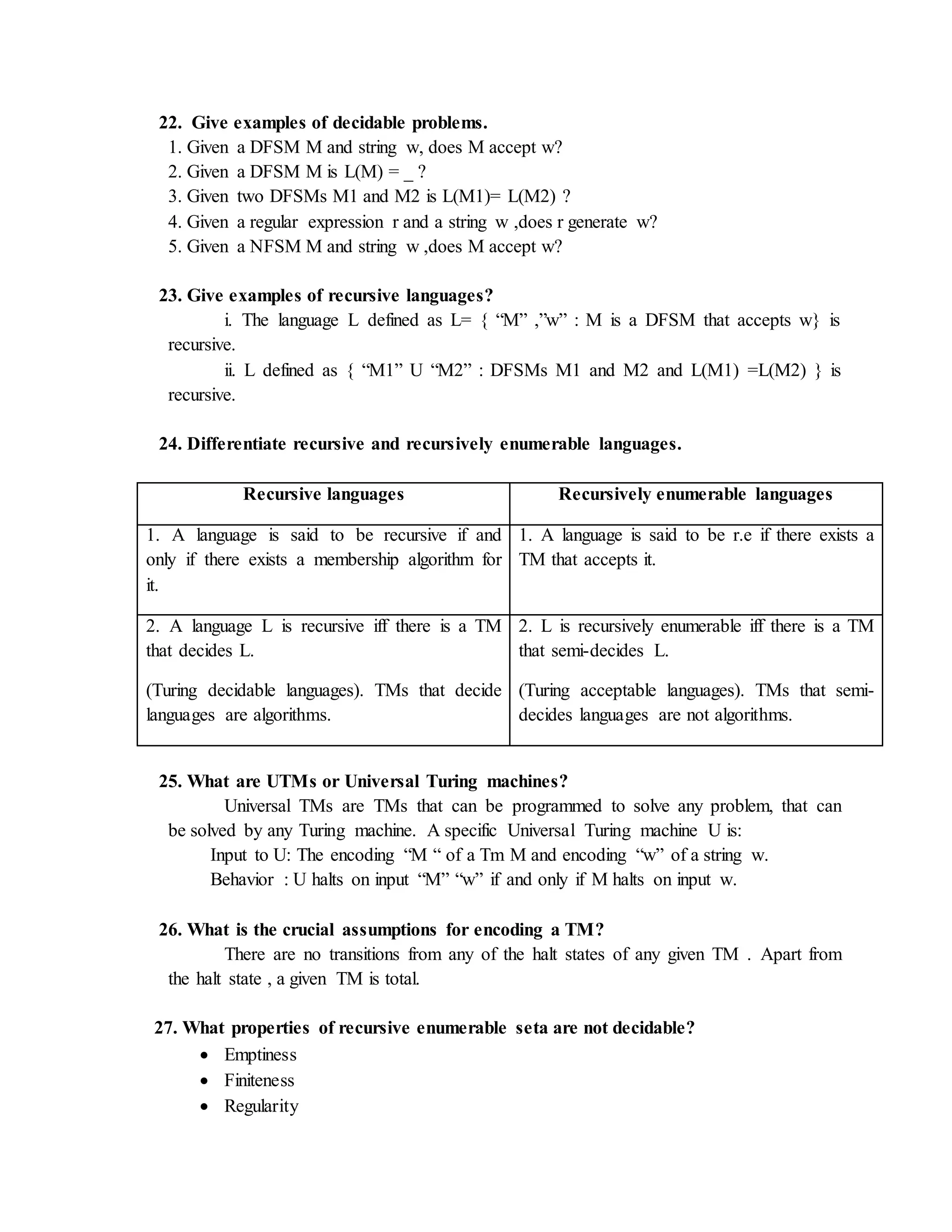 AUTOMATA THEORY - SHORT NOTES | DOC