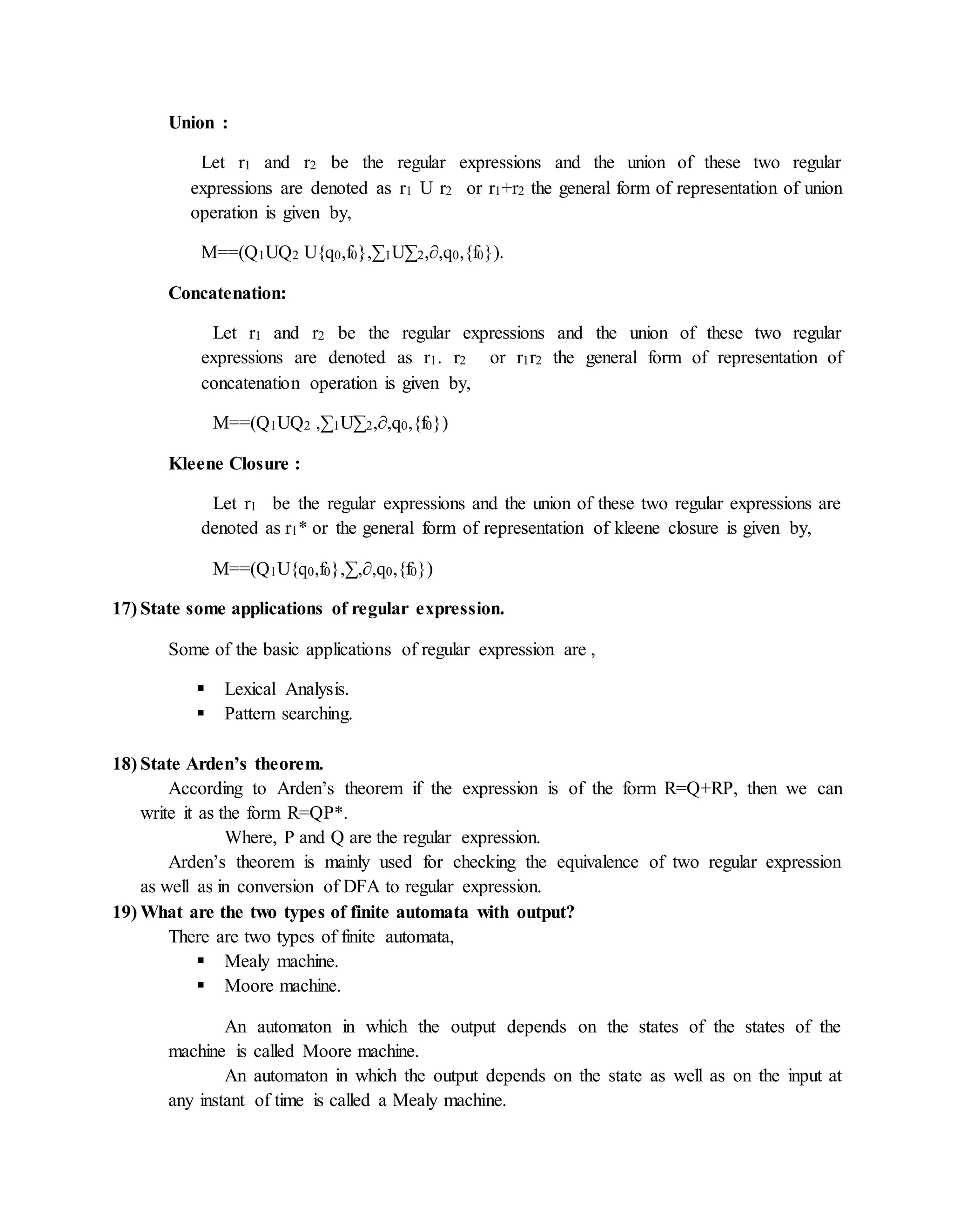 AUTOMATA THEORY - SHORT NOTES | DOC