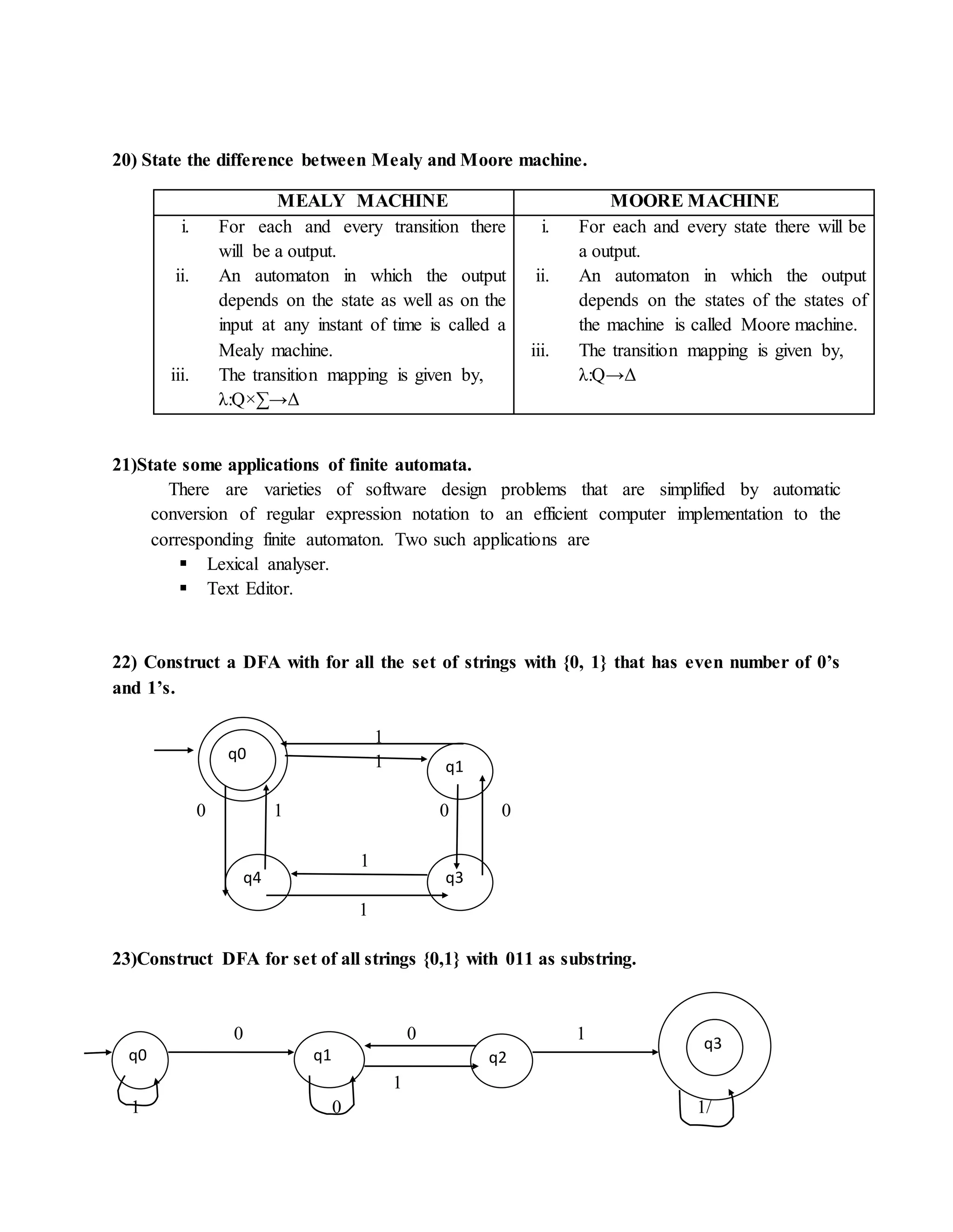 Automata Theory Short Notes Doc Programming Languages Computing