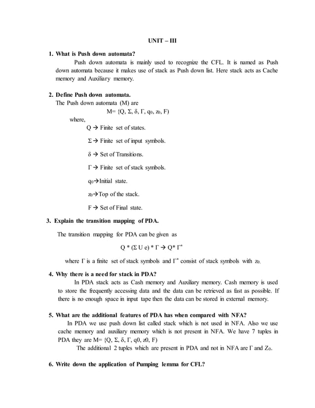 AUTOMATA THEORY - SHORT NOTES | DOC | Programming Languages | Computing