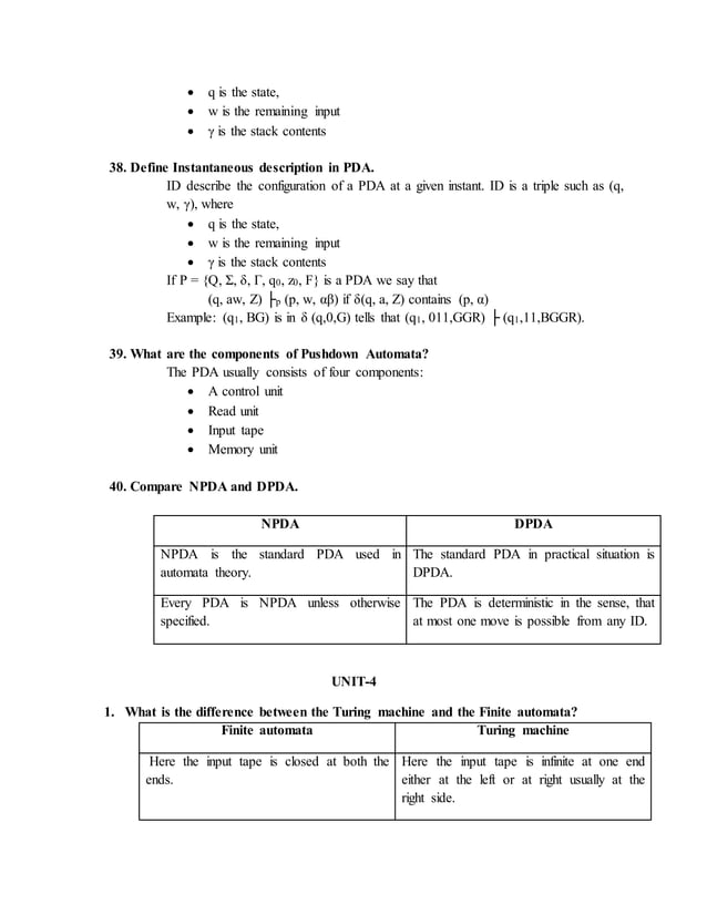 Automata Theory Short Notes Doc Programming Languages Computing