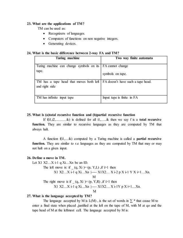 Automata Theory Short Notes Doc Programming Languages Computing