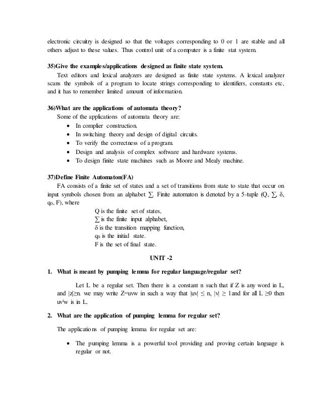 AUTOMATA THEORY - SHORT NOTES