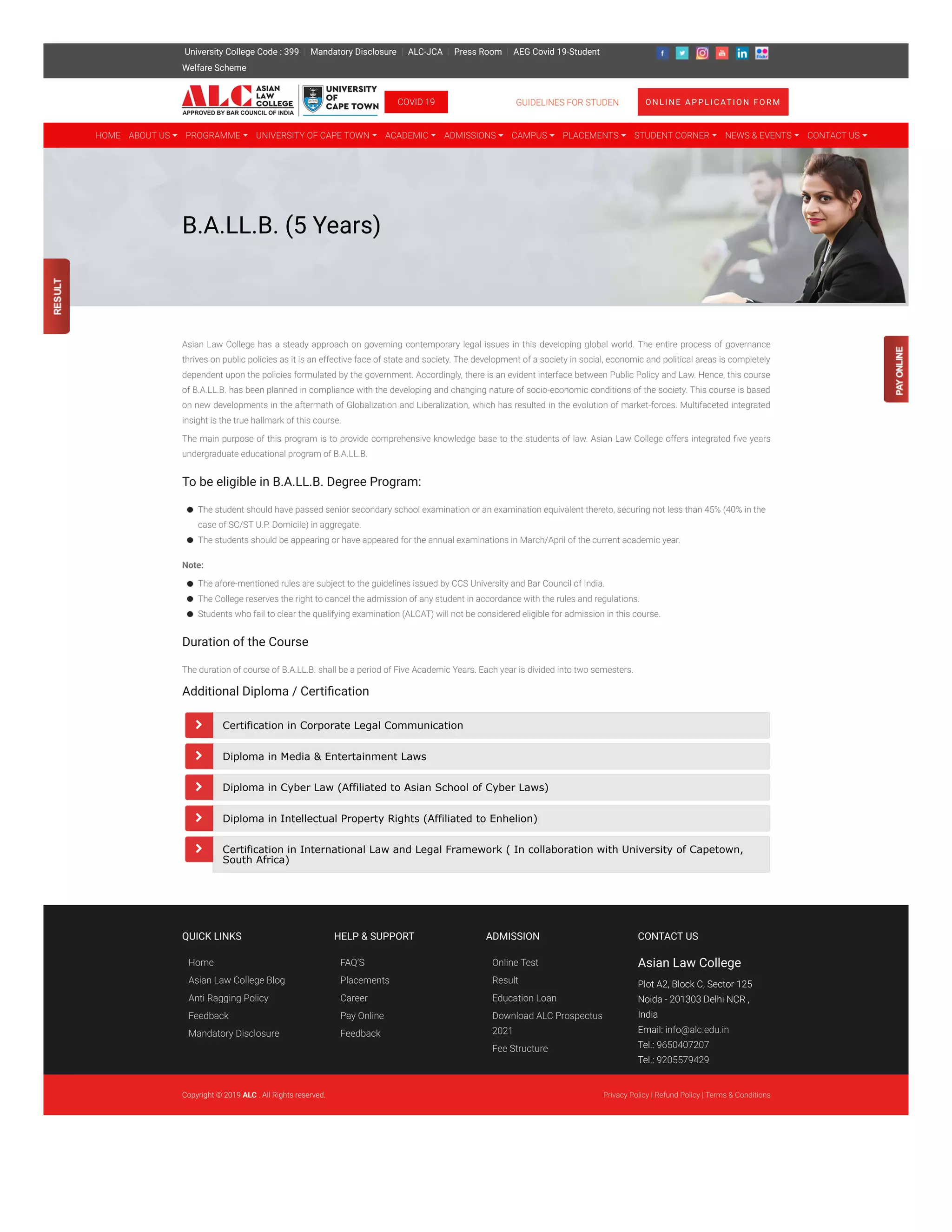 LAW College in Delhi for BA LLB Degree - Asian LAW College Noida | PDF