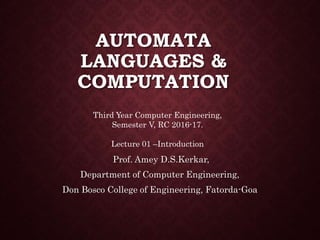 Introduction to Automata Languages and Computation | PPTX