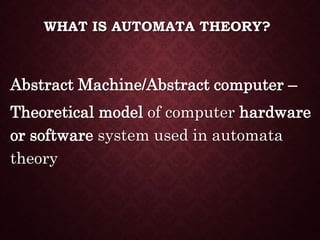 Introduction to Automata Languages and Computation | PPTX