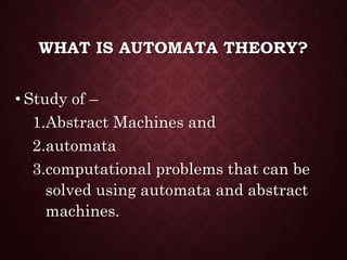 Introduction to Automata Languages and Computation | PPTX