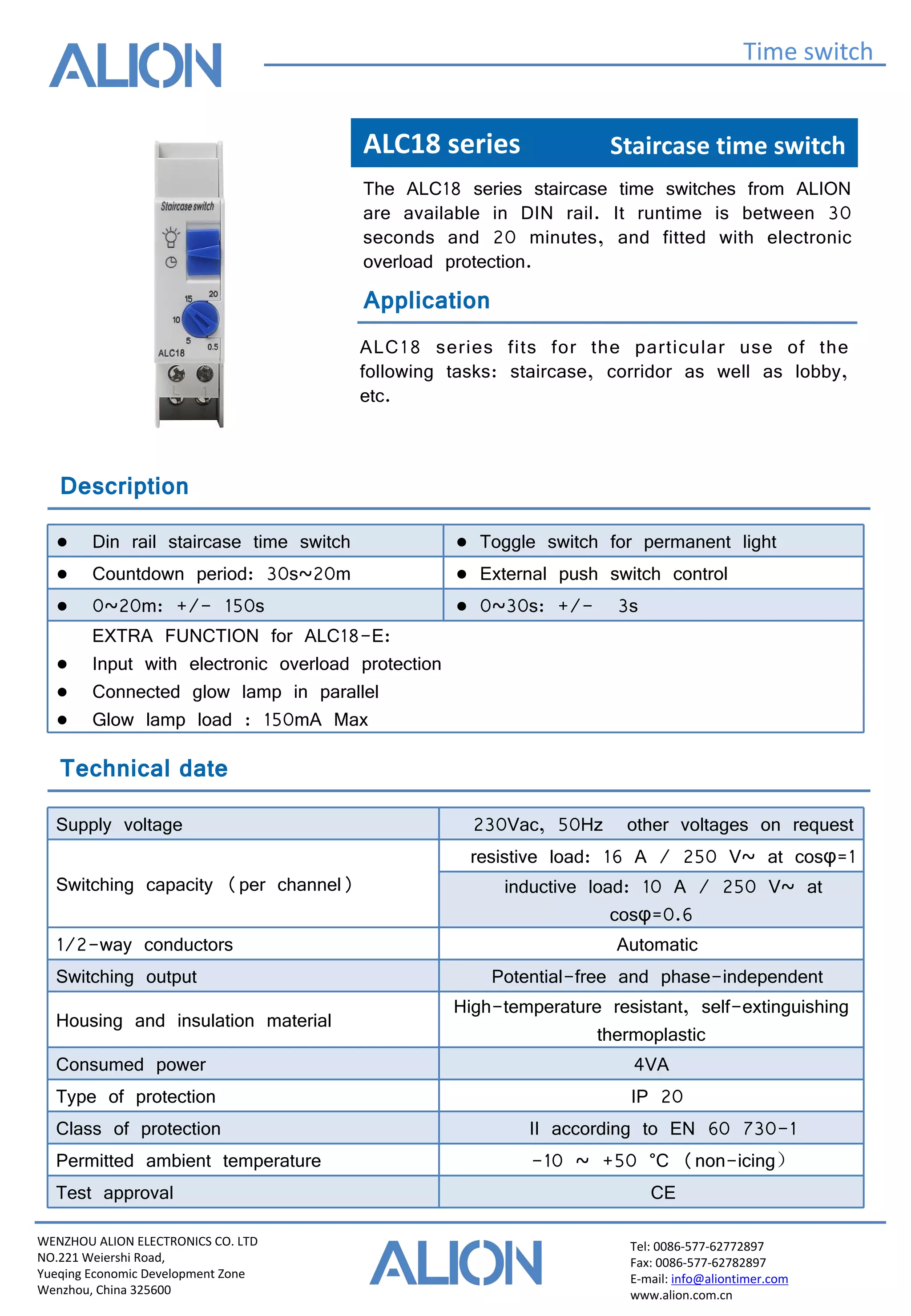 ALC18 series staircase time switch | PDF