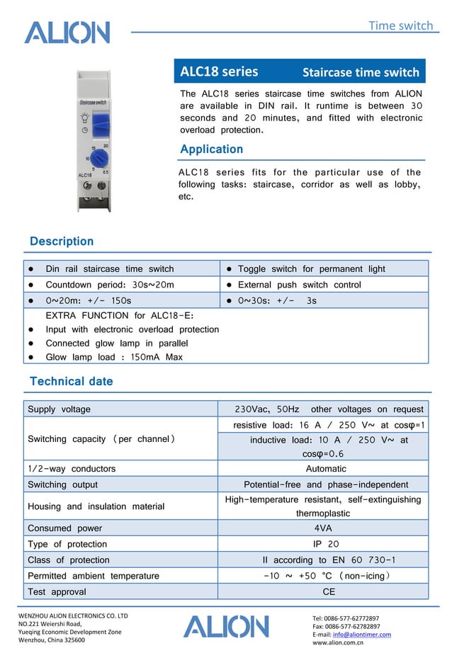 ALC18 series staircase time switch | PDF