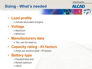 battery sizing calc and sizing of alcad. | PDF