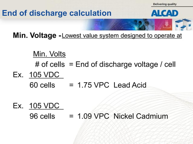 battery sizing calc and sizing of alcad. | PDF