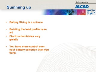 battery sizing calc and sizing of alcad. | PPT