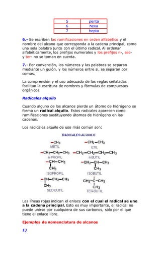 Alcanos nomenclatura | DOCX