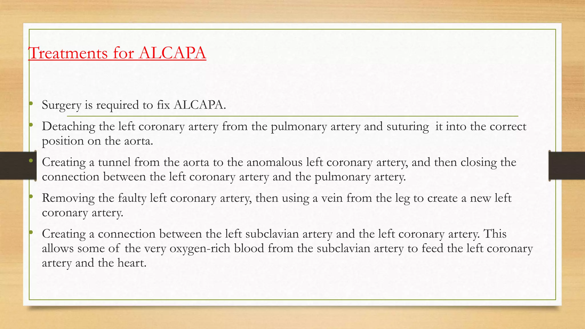 Anomalous left coronary artery from the pulmonary artery | PPTX