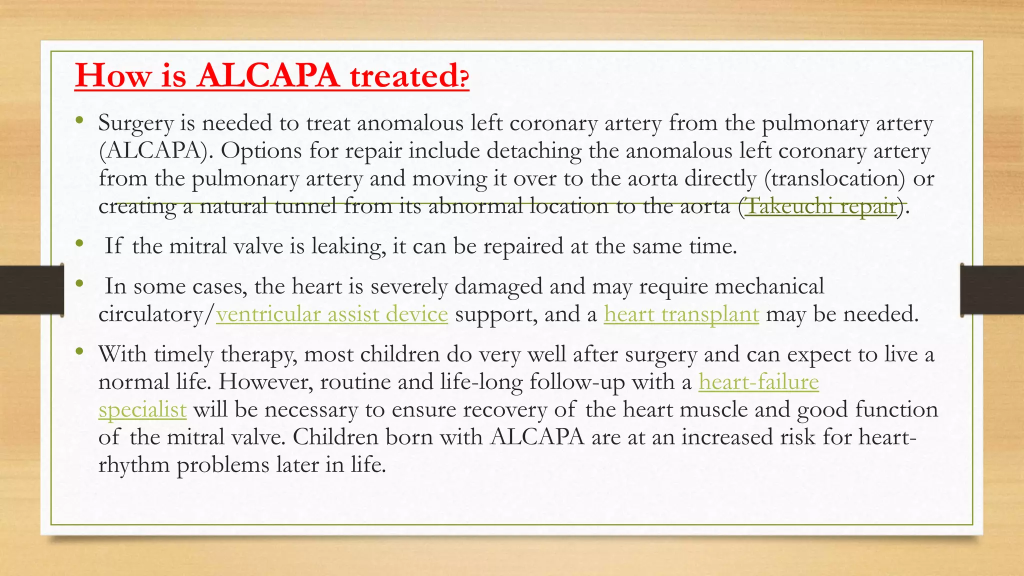 Anomalous left coronary artery from the pulmonary artery | PPTX
