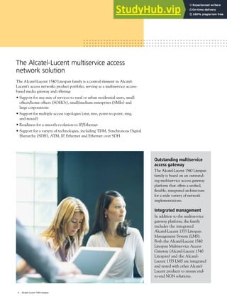 Alcatel-Lucent 1540 Litespan One access platform - many services ...