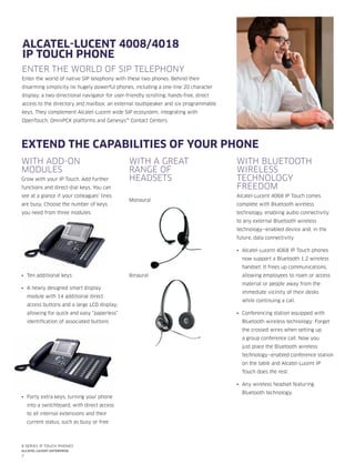 Alcatel Lucent 8 Series IP Touch Phones | PDF | Smartphones | Consumer ...