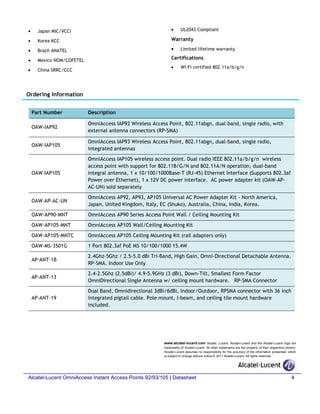 Alcatel-Lucent Instant Access Points Datasheet | PDF | Computer ...