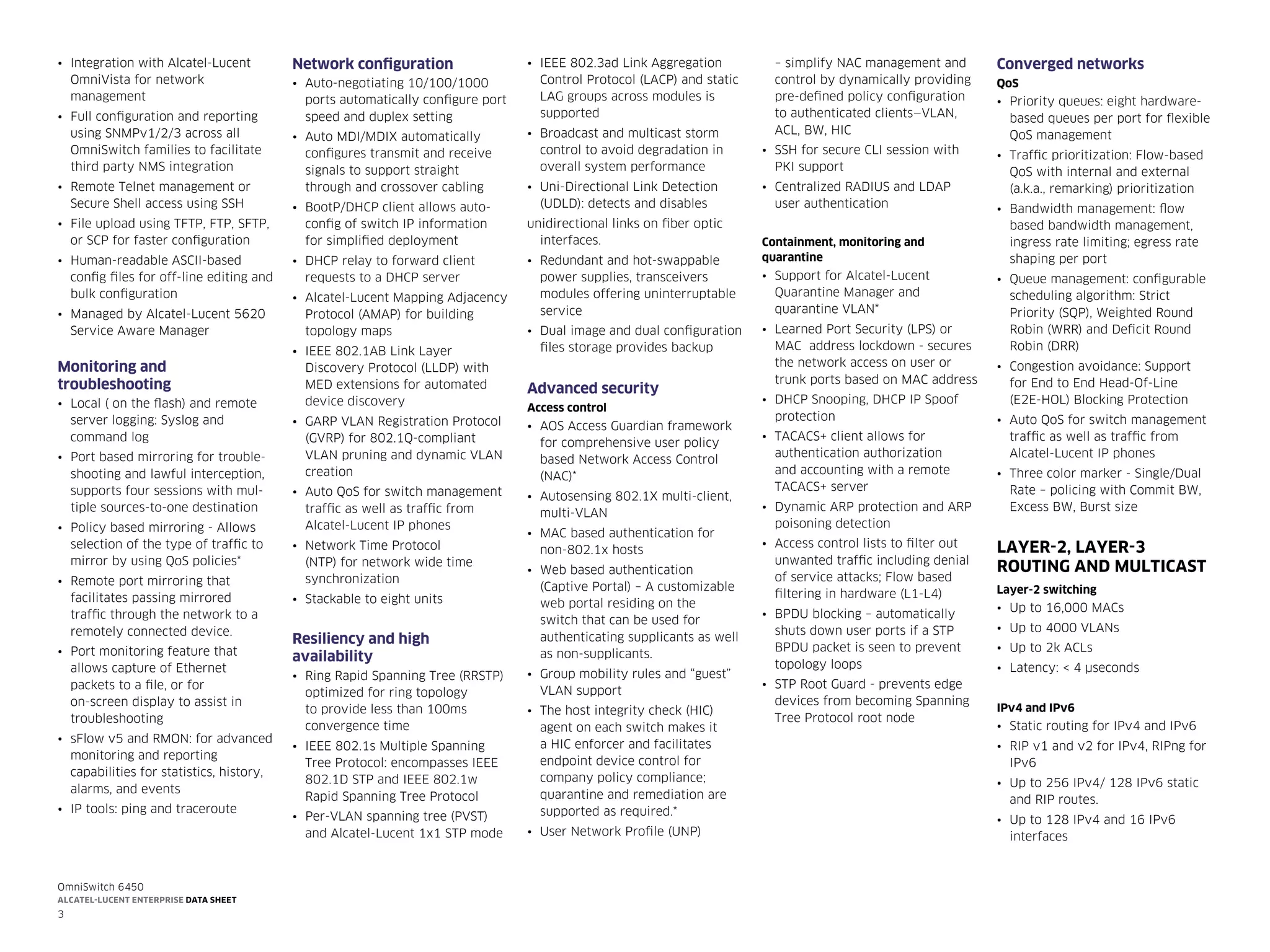 Alcatel-Lucent OmniSwitch 6450 datasheet | PDF