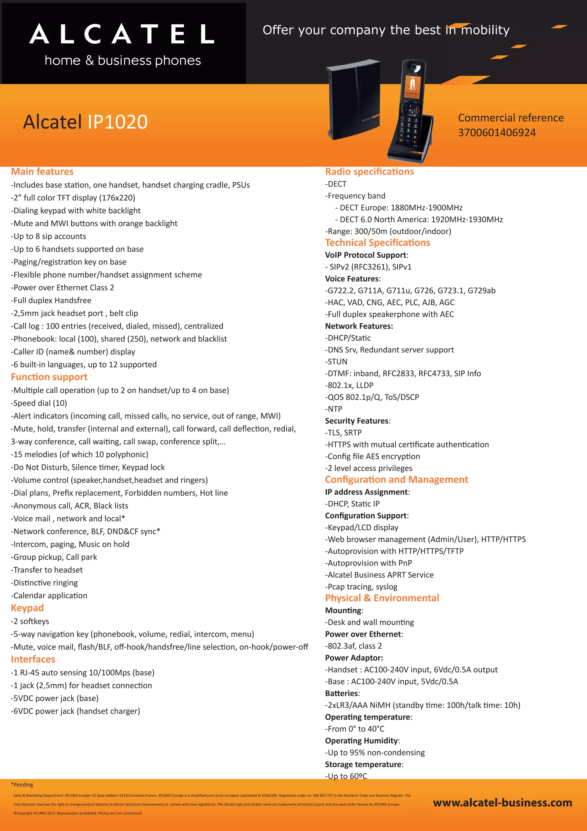 Alcatel phone-IP1020 | PDF