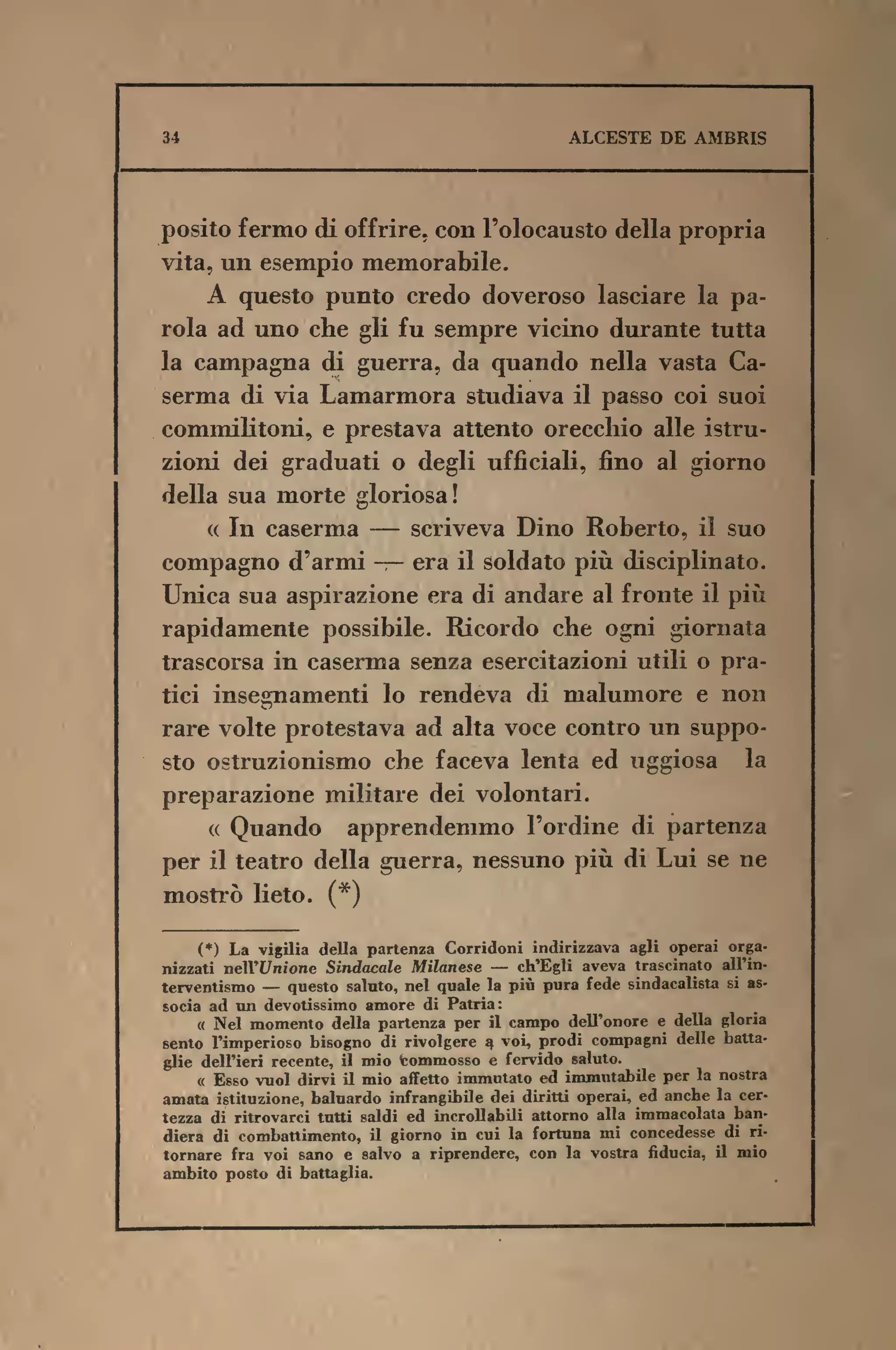 Alceste De Ambris - Profilo di Filippo Corridoni (1922) | PDF