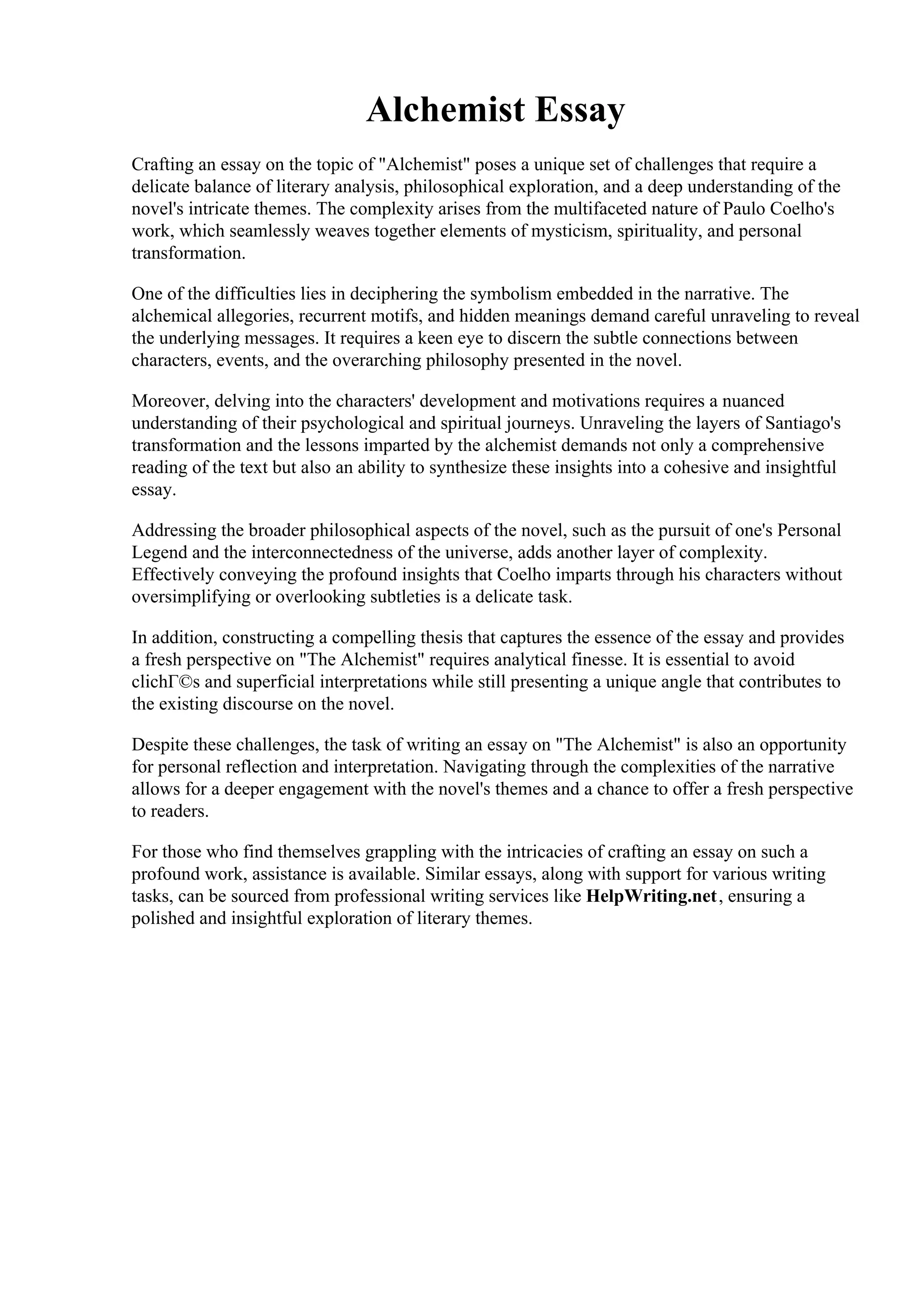 Alchemist Essay | PDF